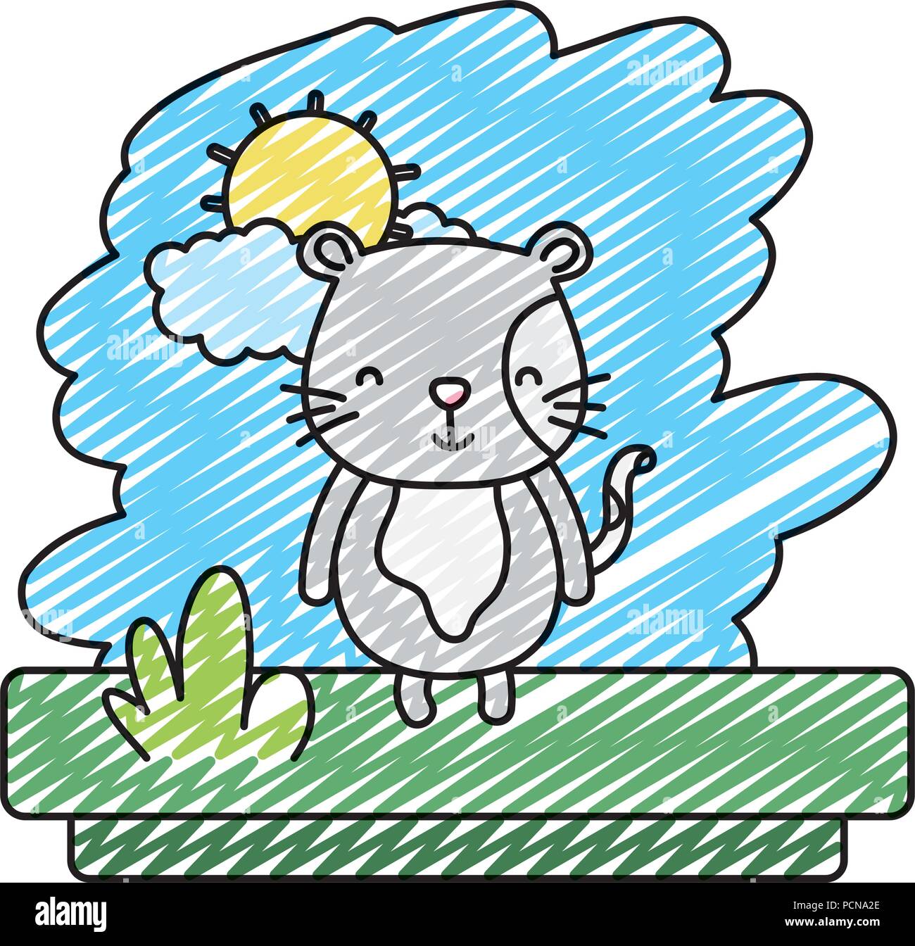 doodle kawaii cute cat wild animal Stock Vector Image & Art - Alamy