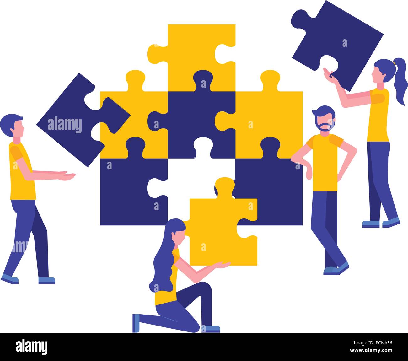 team work with puzzle pieces Stock Vector Image & Art - Alamy