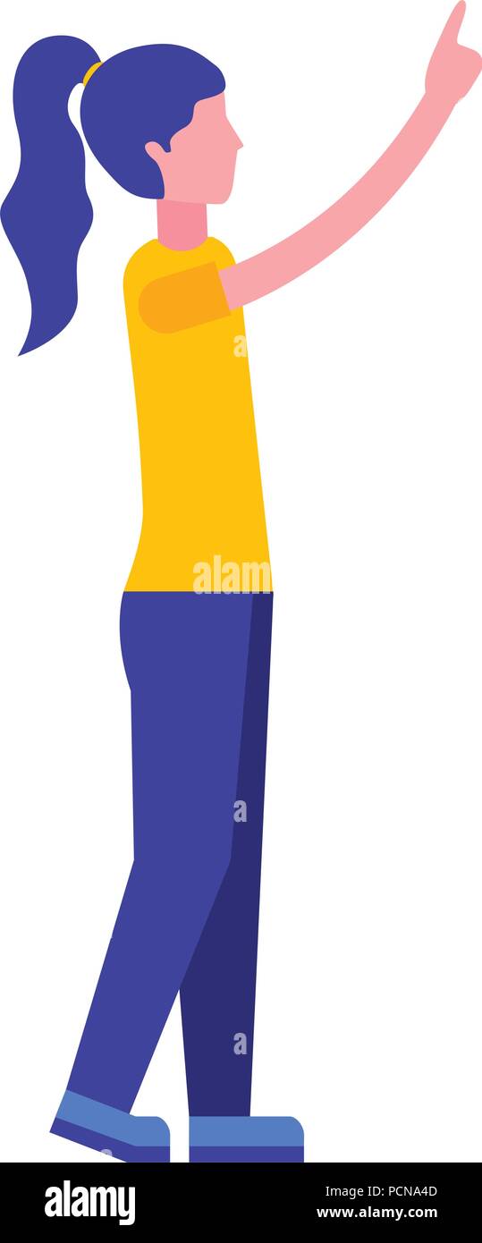 young woman with hand up avatar character Stock Vector Image & Art - Alamy