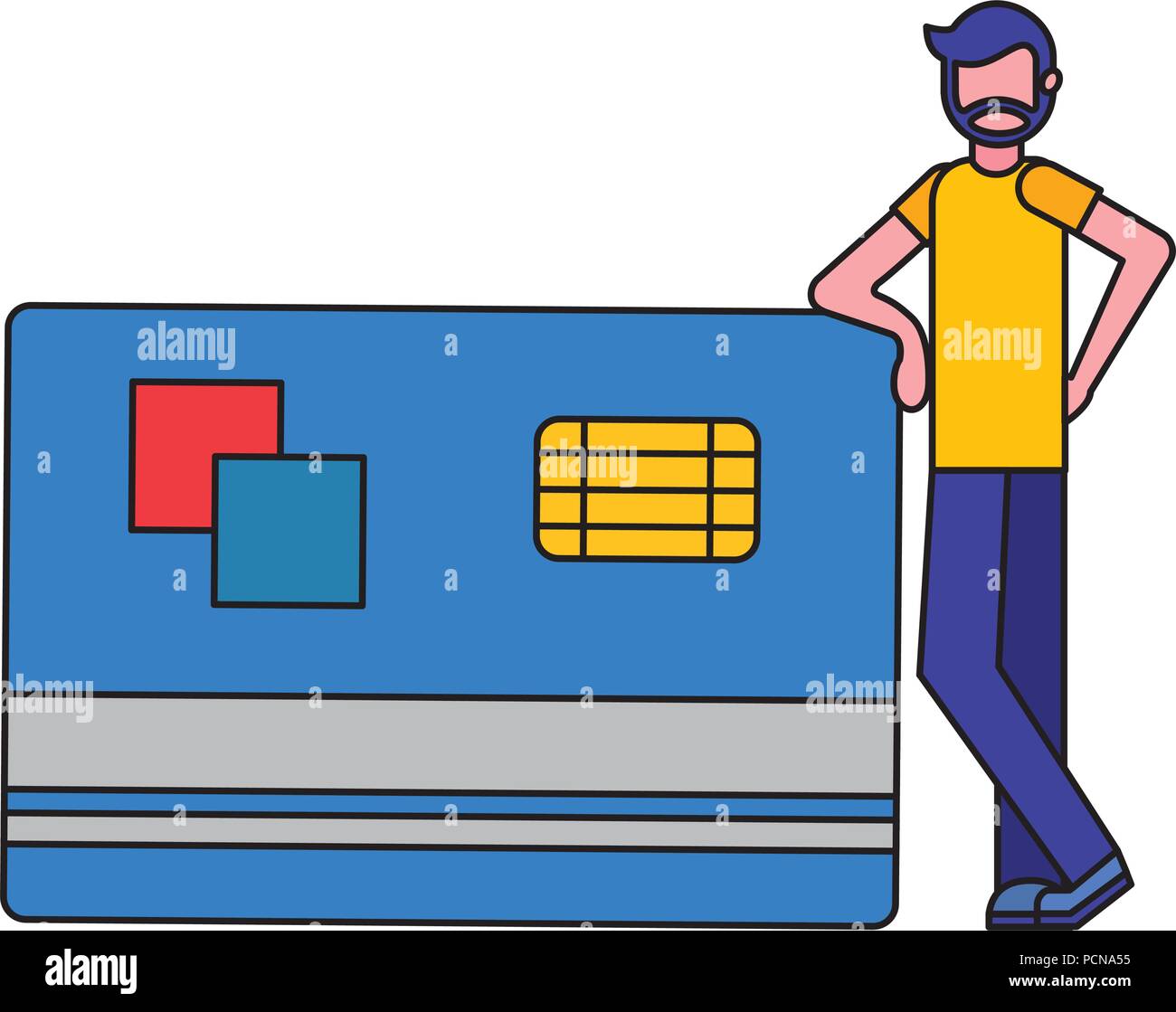credit card money with man character Stock Vector Image & Art - Alamy