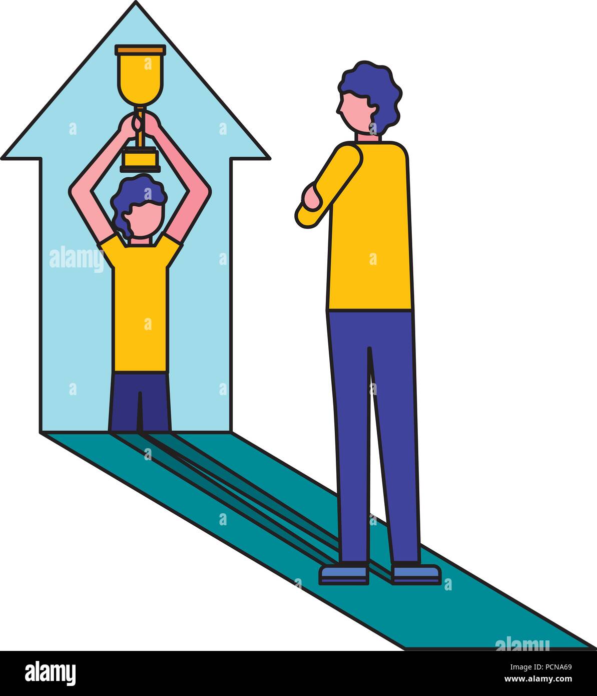 team work with trophy avatar character Stock Vector Image & Art - Alamy