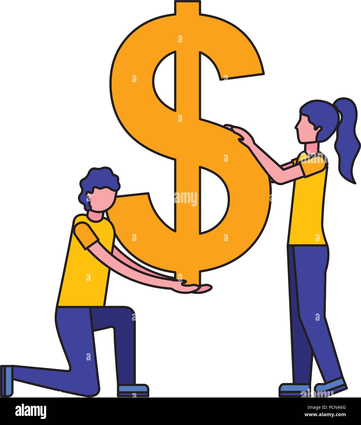 team work with dollar symbol Stock Vector Image & Art - Alamy