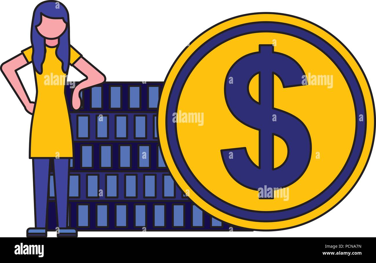 young woman with coin avatar character Stock Vector Image & Art - Alamy