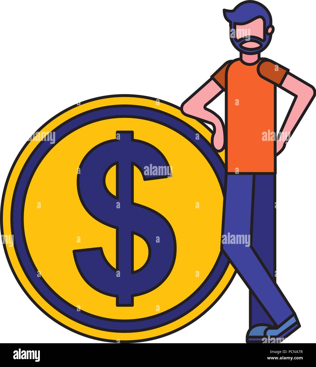 young man with coin avatar character Stock Vector Image & Art - Alamy