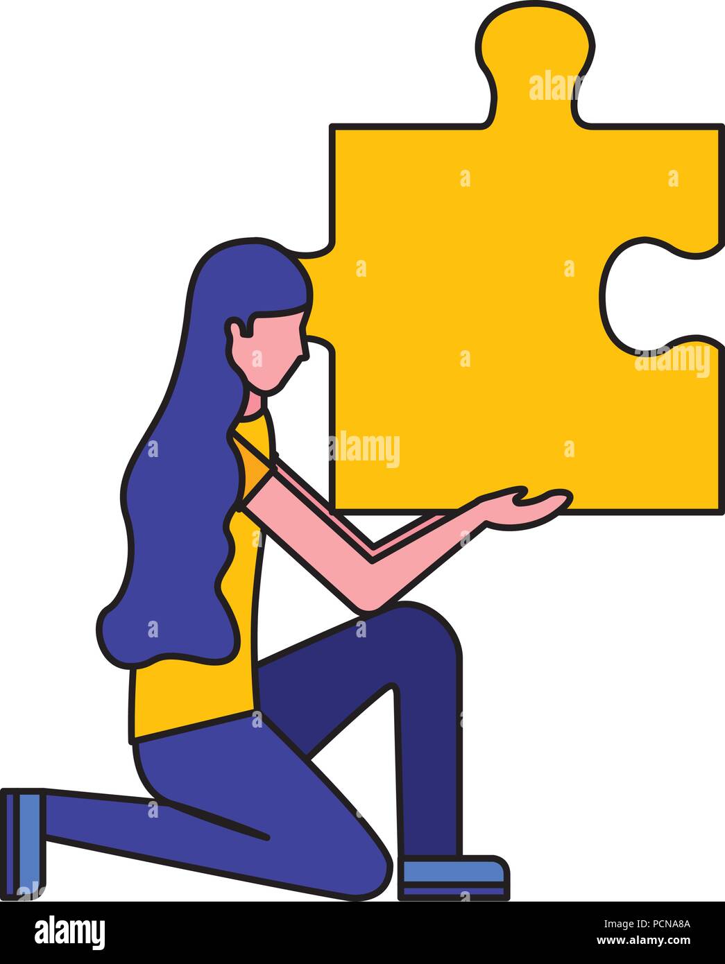 young woman with puzzle piece character Stock Vector Image & Art - Alamy