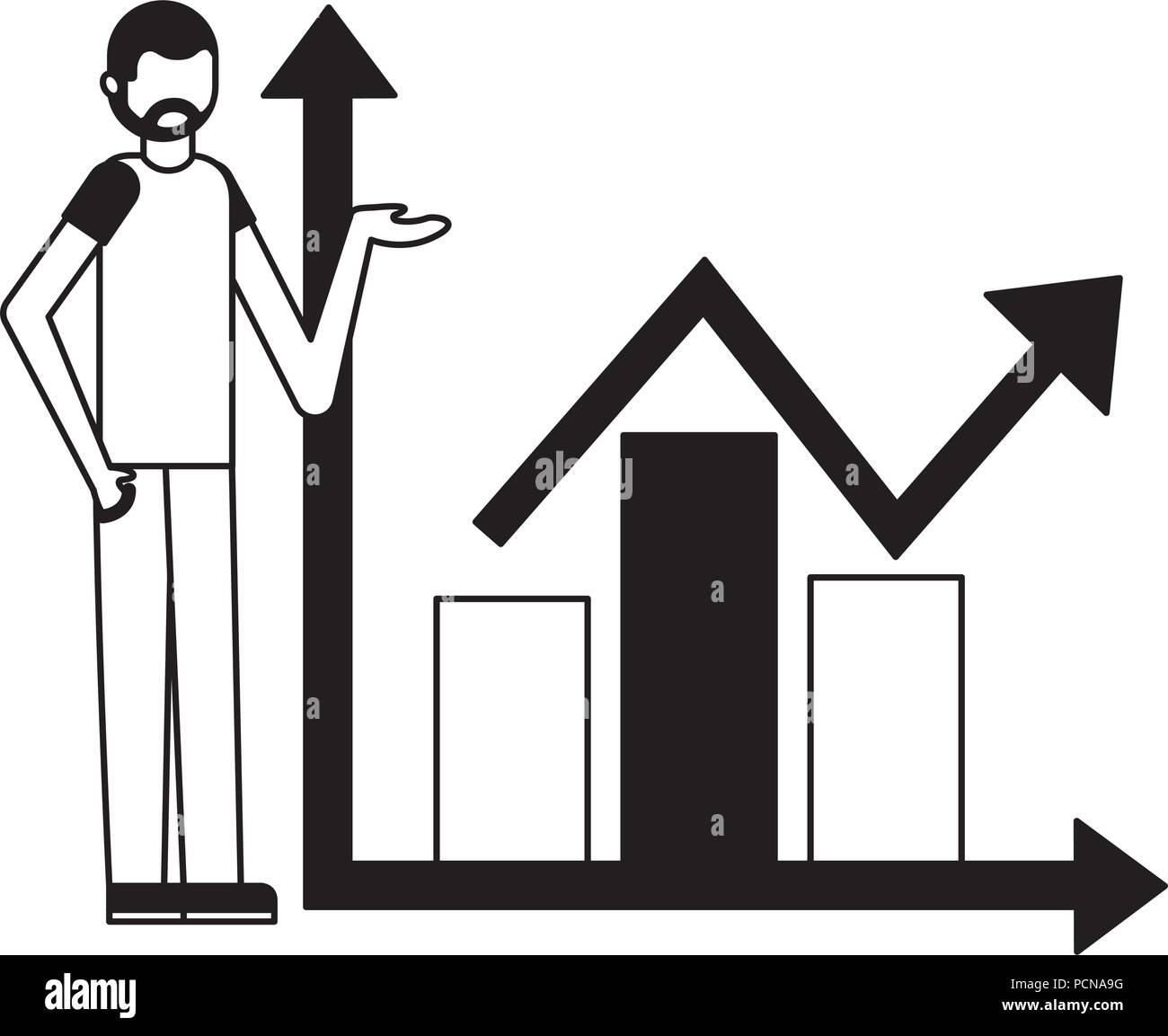 young man with statistics graph character Stock Vector Image & Art - Alamy