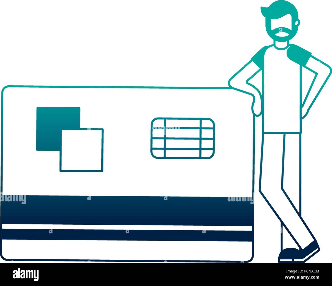 credit card money with man character Stock Vector Image & Art - Alamy
