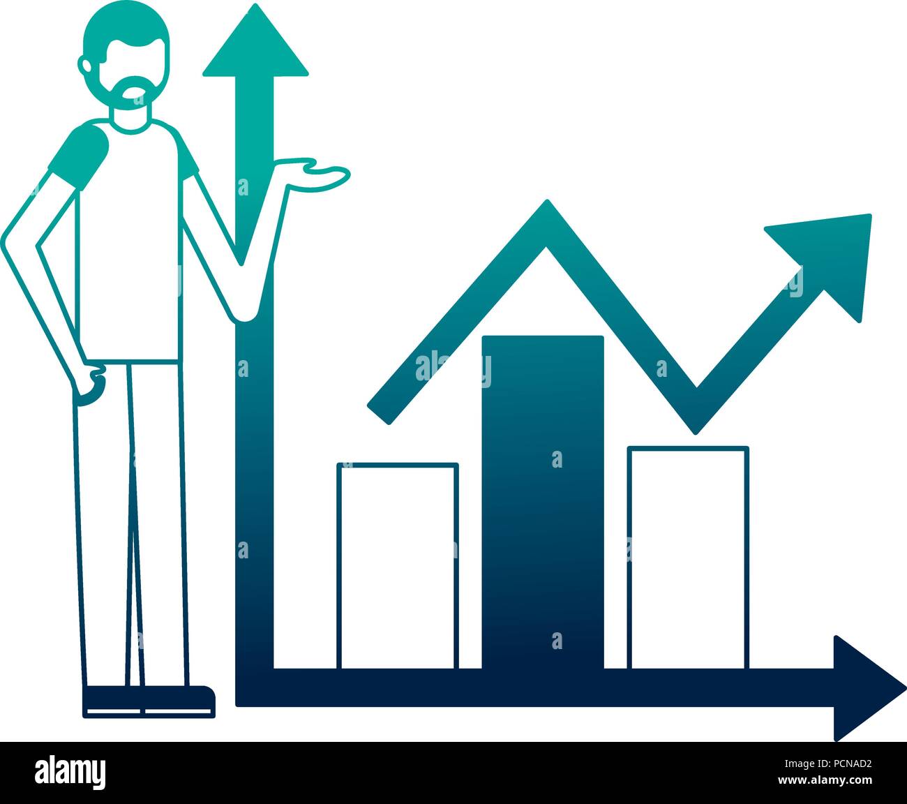 young man with statistics graph character Stock Vector Image & Art - Alamy