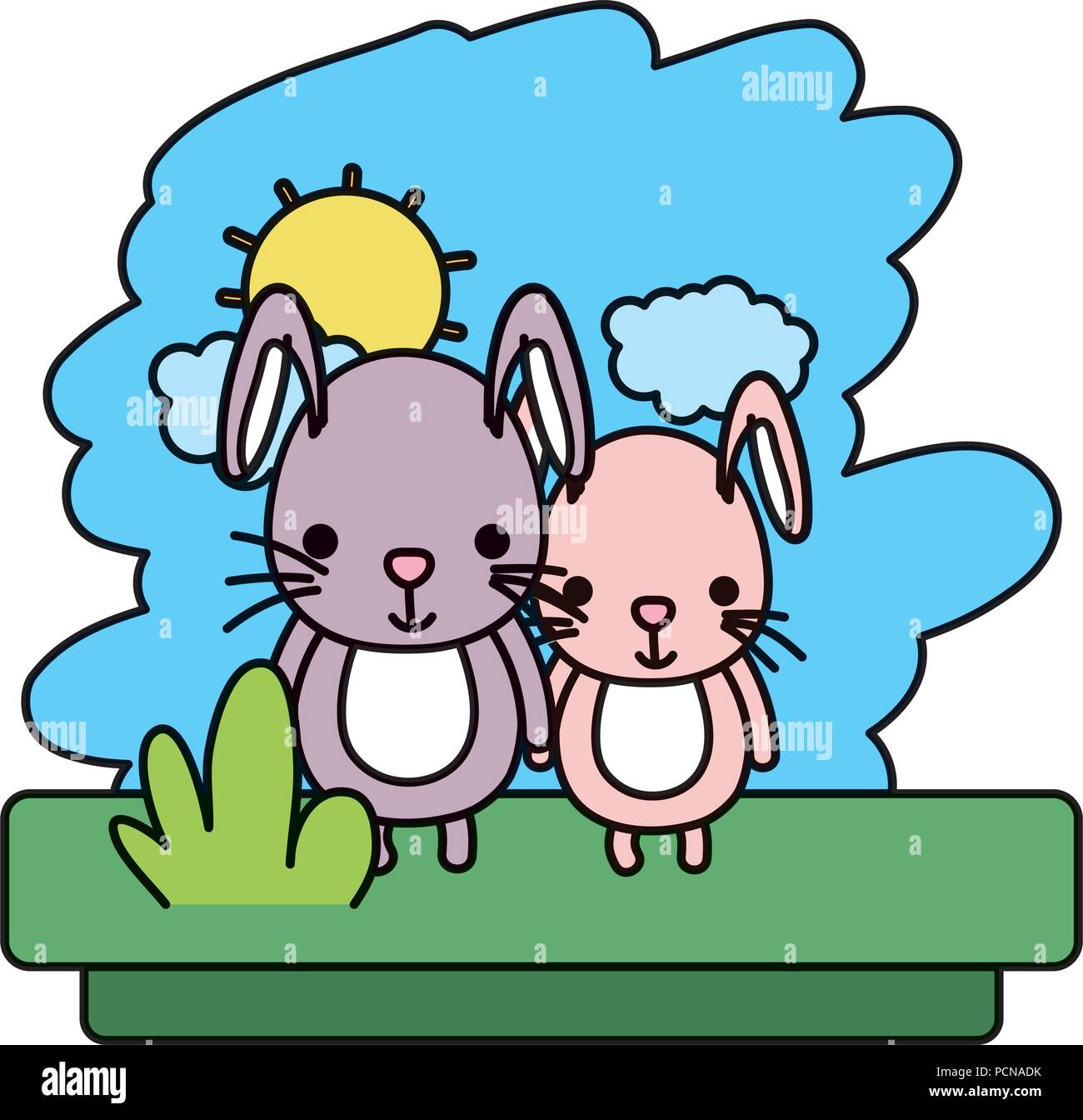 color couple rabbit cute wild animal Stock Vector Image & Art - Alamy