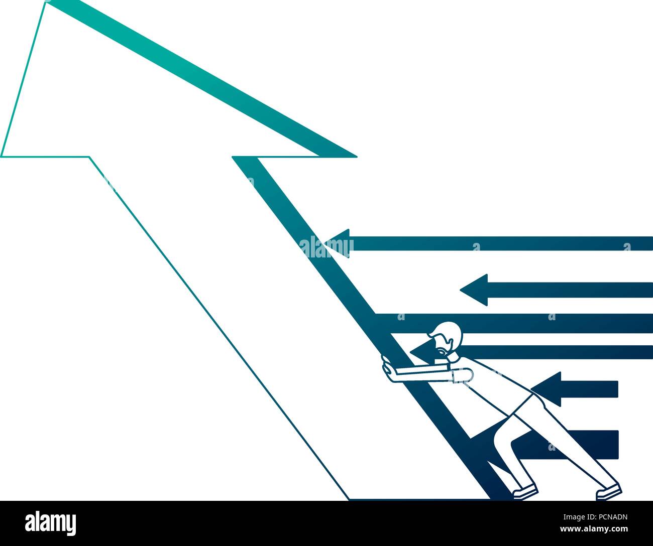 young man pushing arrow up character Stock Vector Image & Art - Alamy