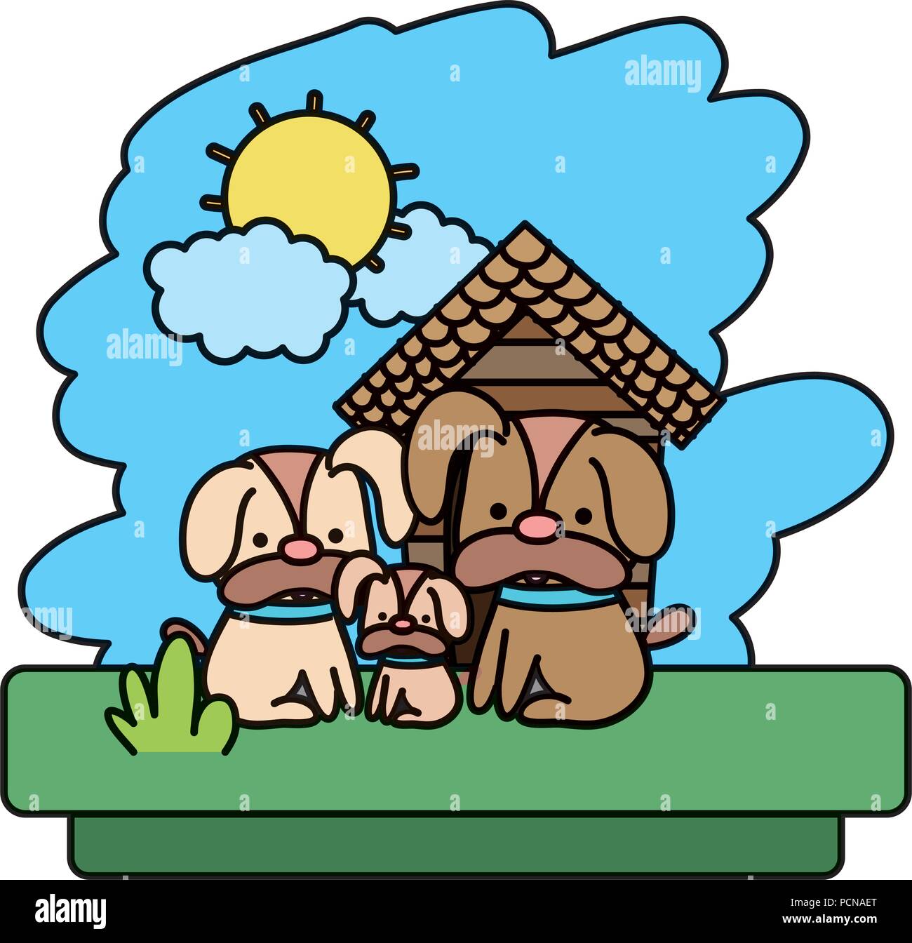 color family dog cute pet animal Stock Vector Image & Art - Alamy
