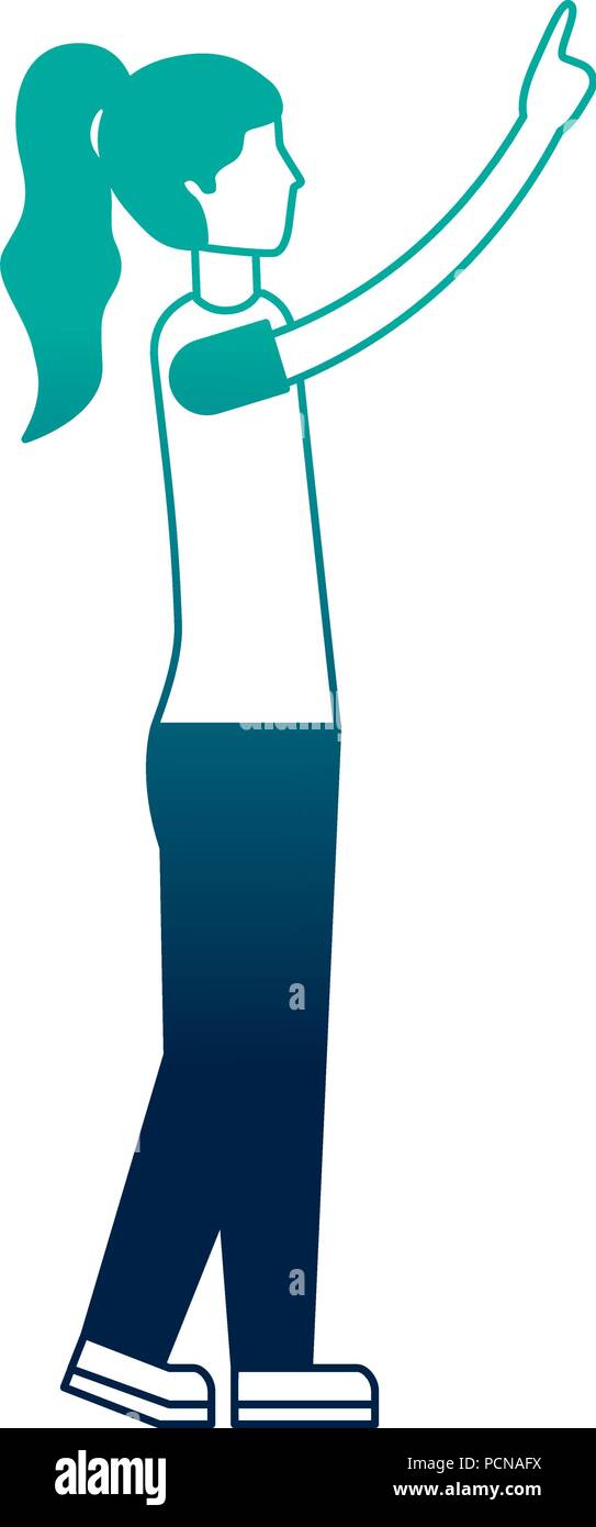 young woman with hand up avatar character Stock Vector Image & Art - Alamy