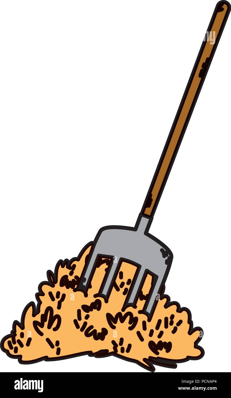 color straw bale and fork farm equipment Stock Vector Image & Art - Alamy