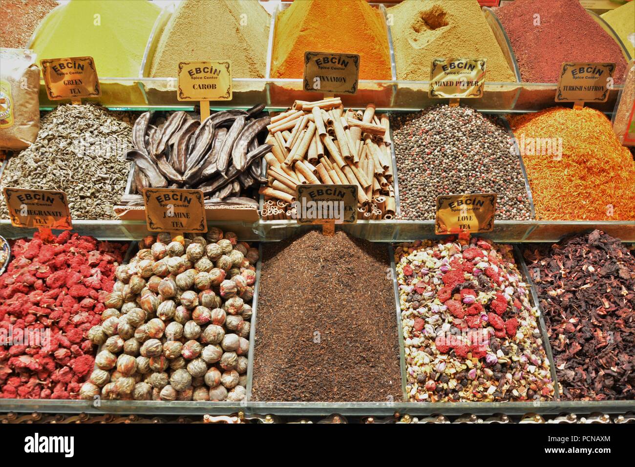 Egyptian Spice Bazaar shops and counters in Istanbul Stock Photo - Alamy