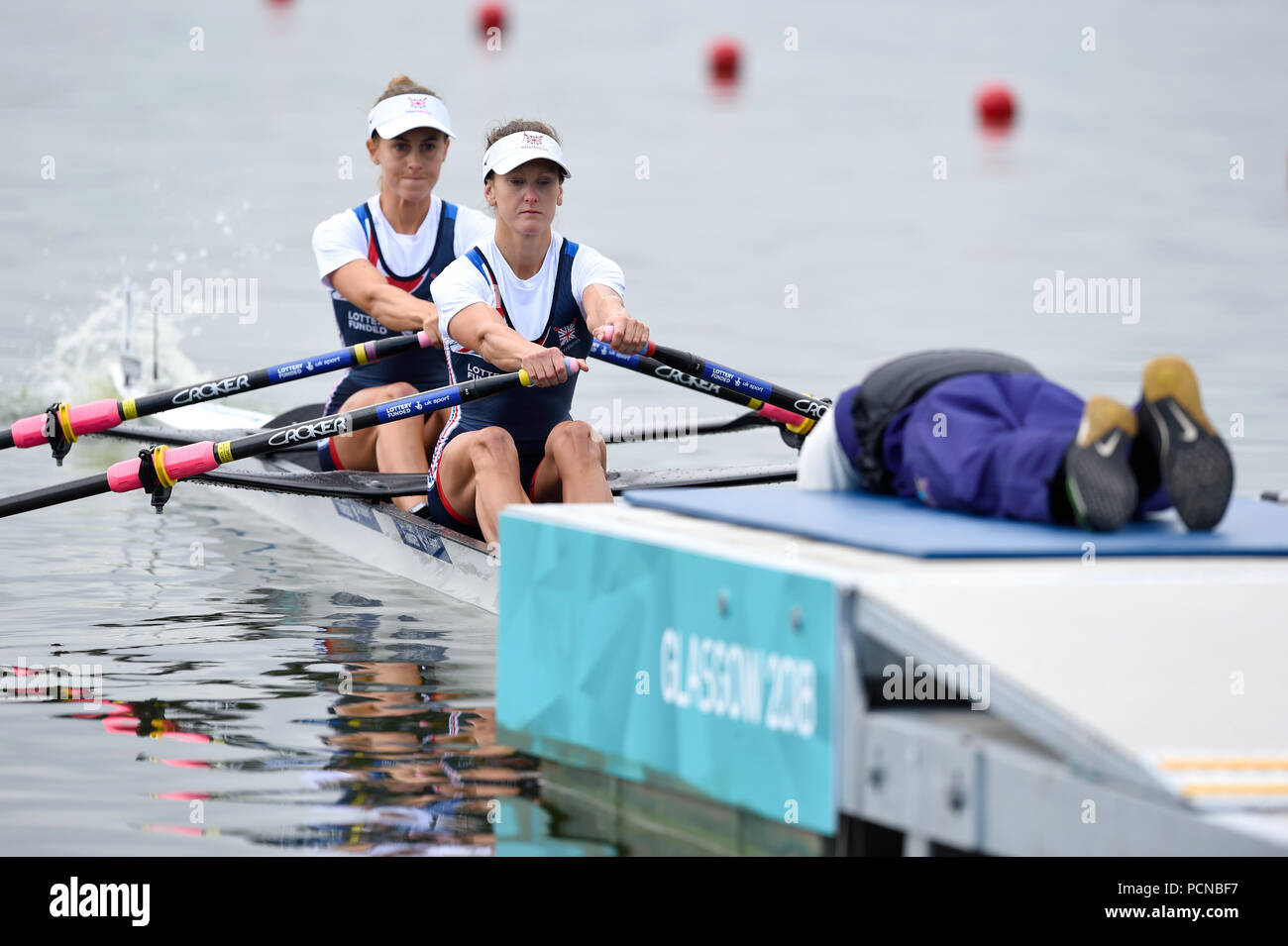 Great Britain's Francesca Rawlins (front) and Eleanor Piggott compete ...