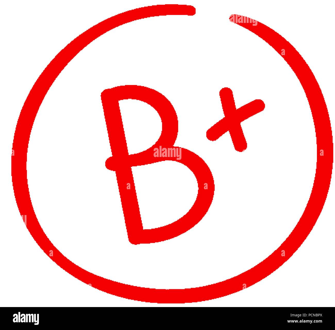 B plus examination result grade red latter mark Stock Vector Image ...