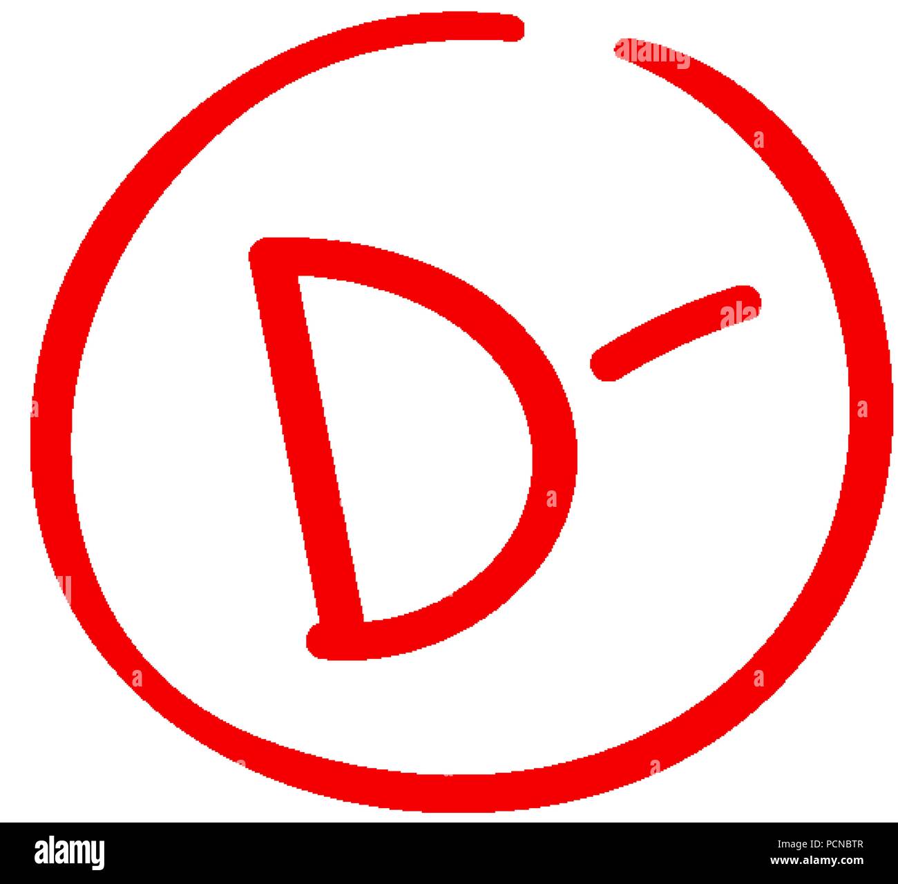 D minus examination result grade red latter mark Stock Vector Image ...