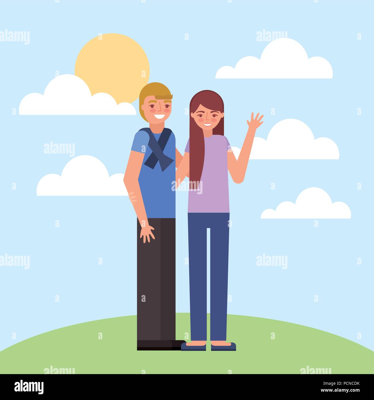 Smiling male couple hugging Stock Vector Images - Alamy