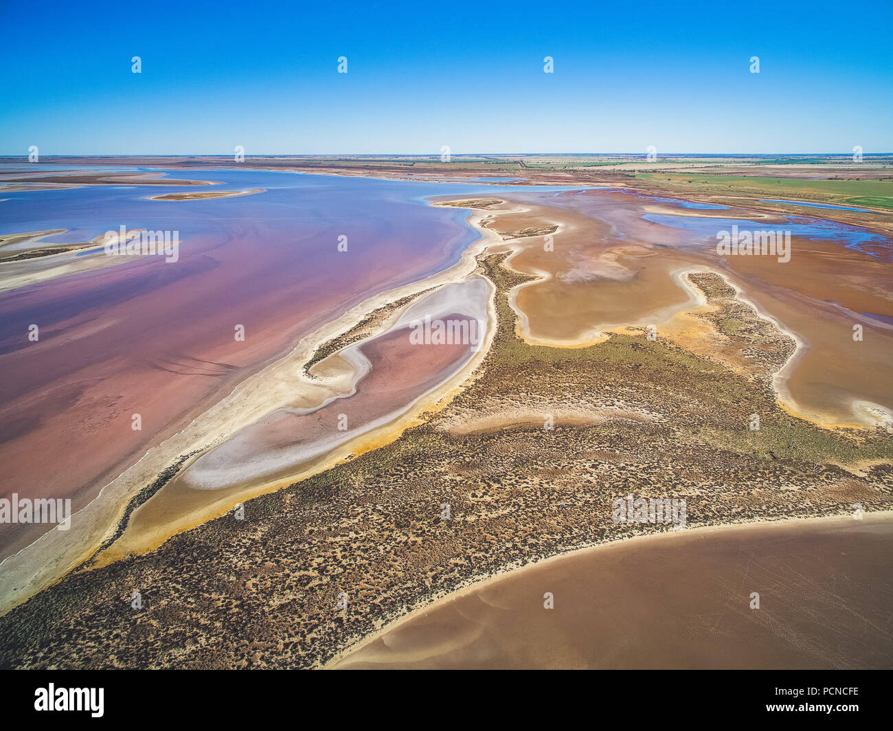 Shallow salt water patches in Lake Tyrrell, Victoria, Australia Stock ...