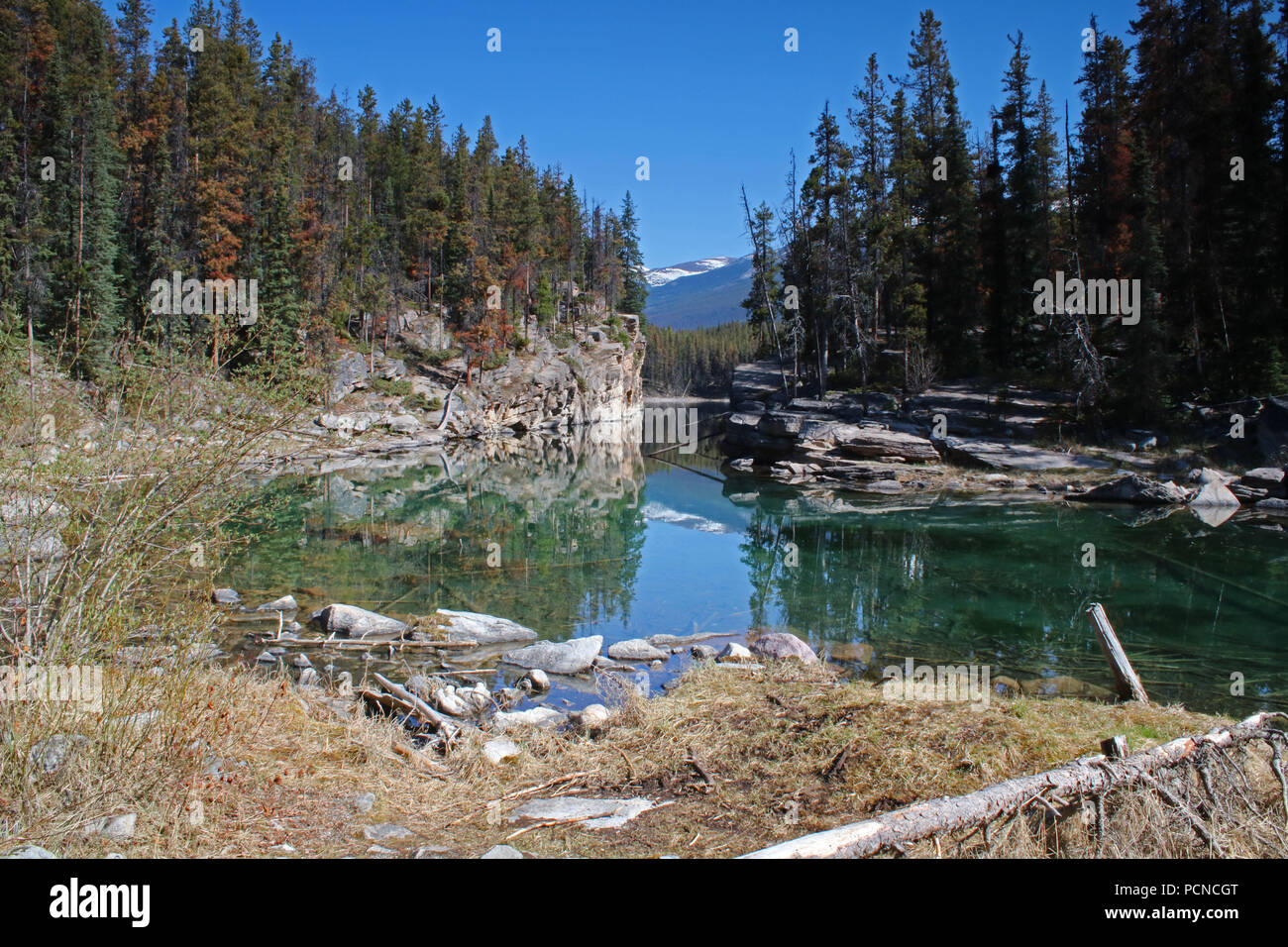 First Lake. Valley of the five lakes trail. Jasper National Park ...