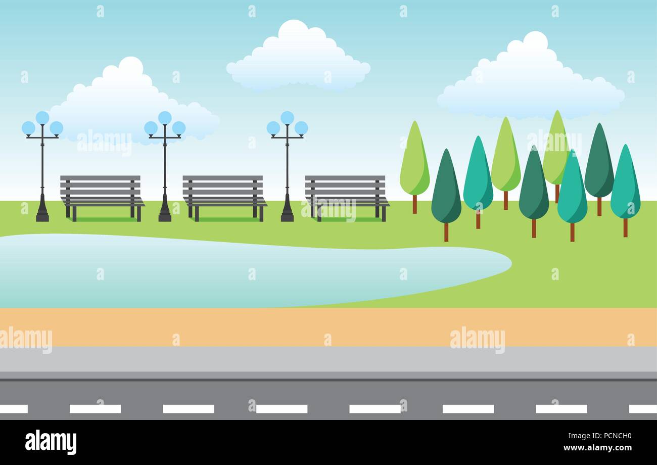 Wood park benches Stock Vector Images - Alamy