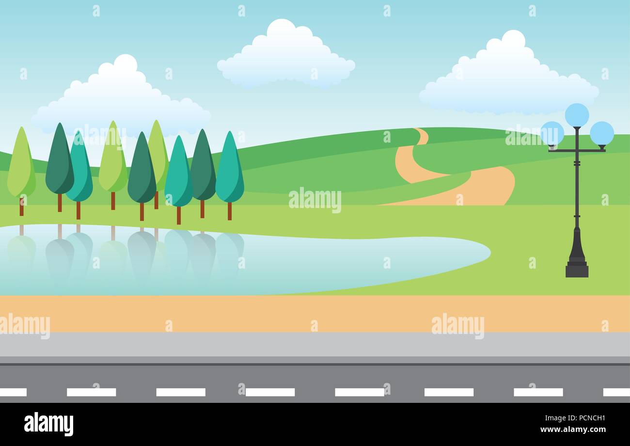 landscape park and city Stock Vector Image & Art - Alamy