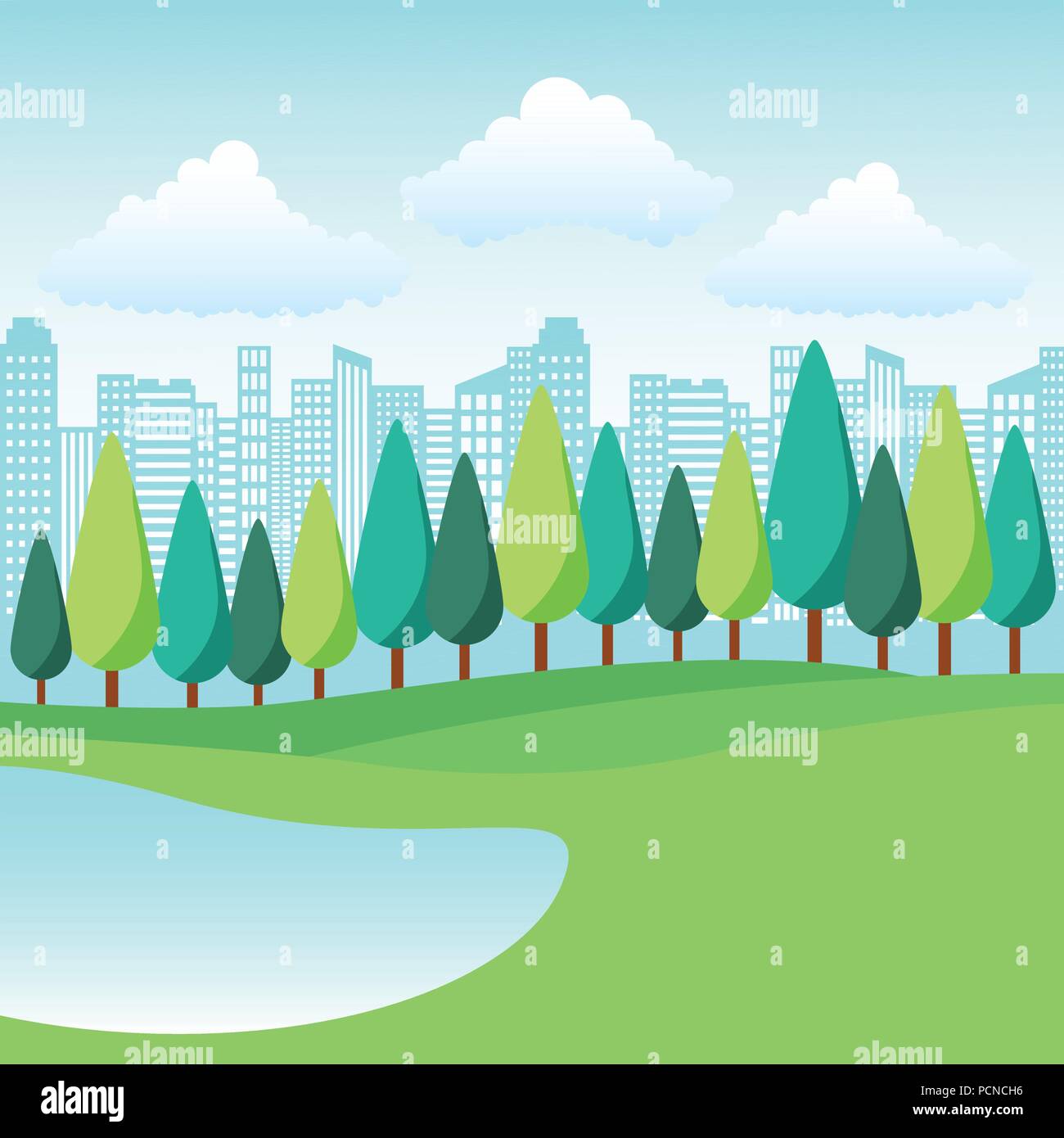 Peaceful city park scene Stock Vector Images - Alamy