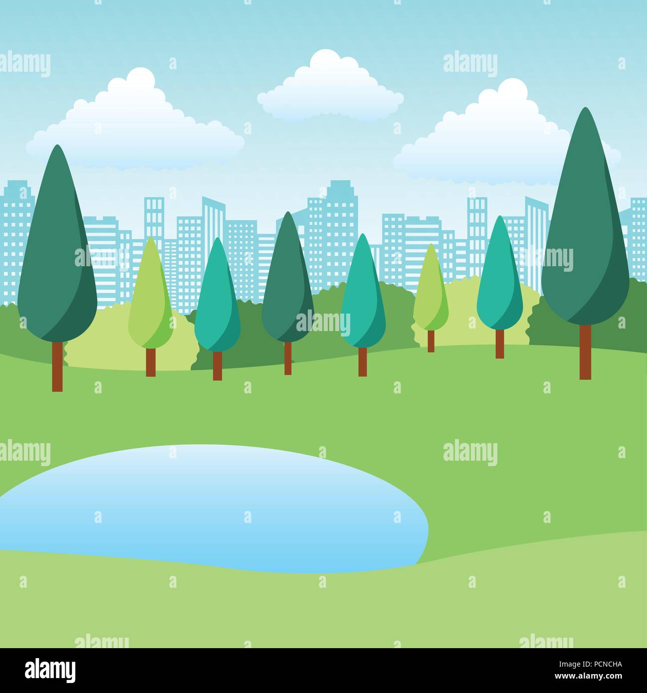 landscape park and city Stock Vector Image & Art - Alamy