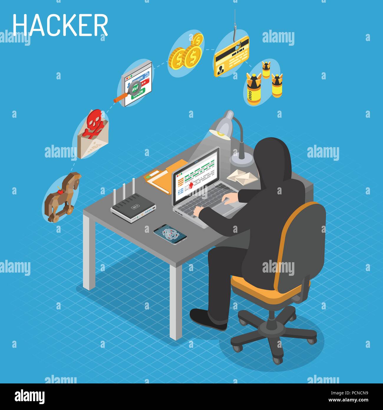 Mobile hacker Stock Vector Images - Alamy