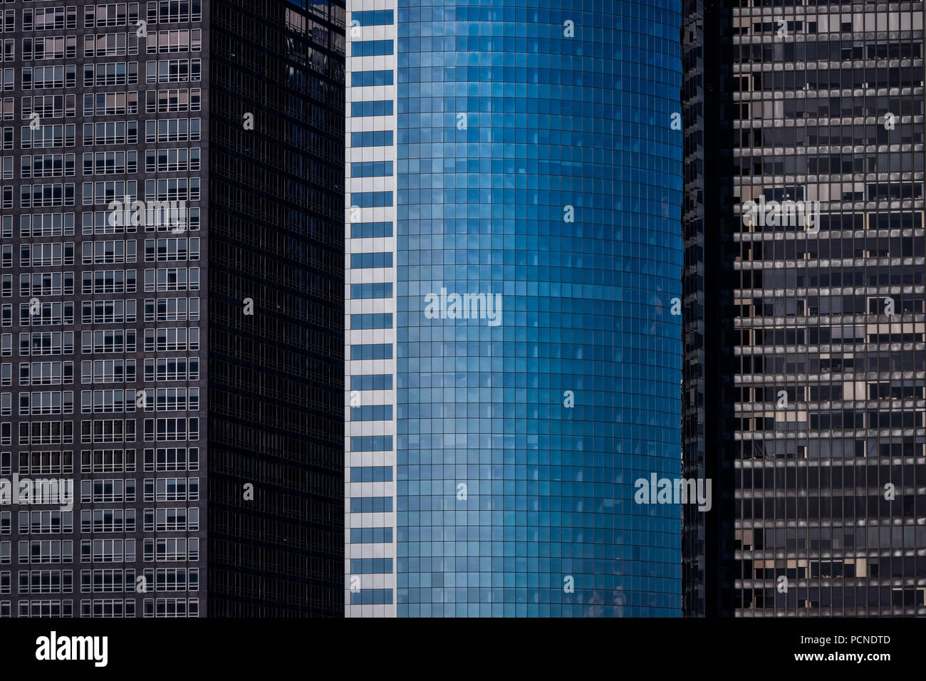 The contrast between three different styles of office buildings in New ...