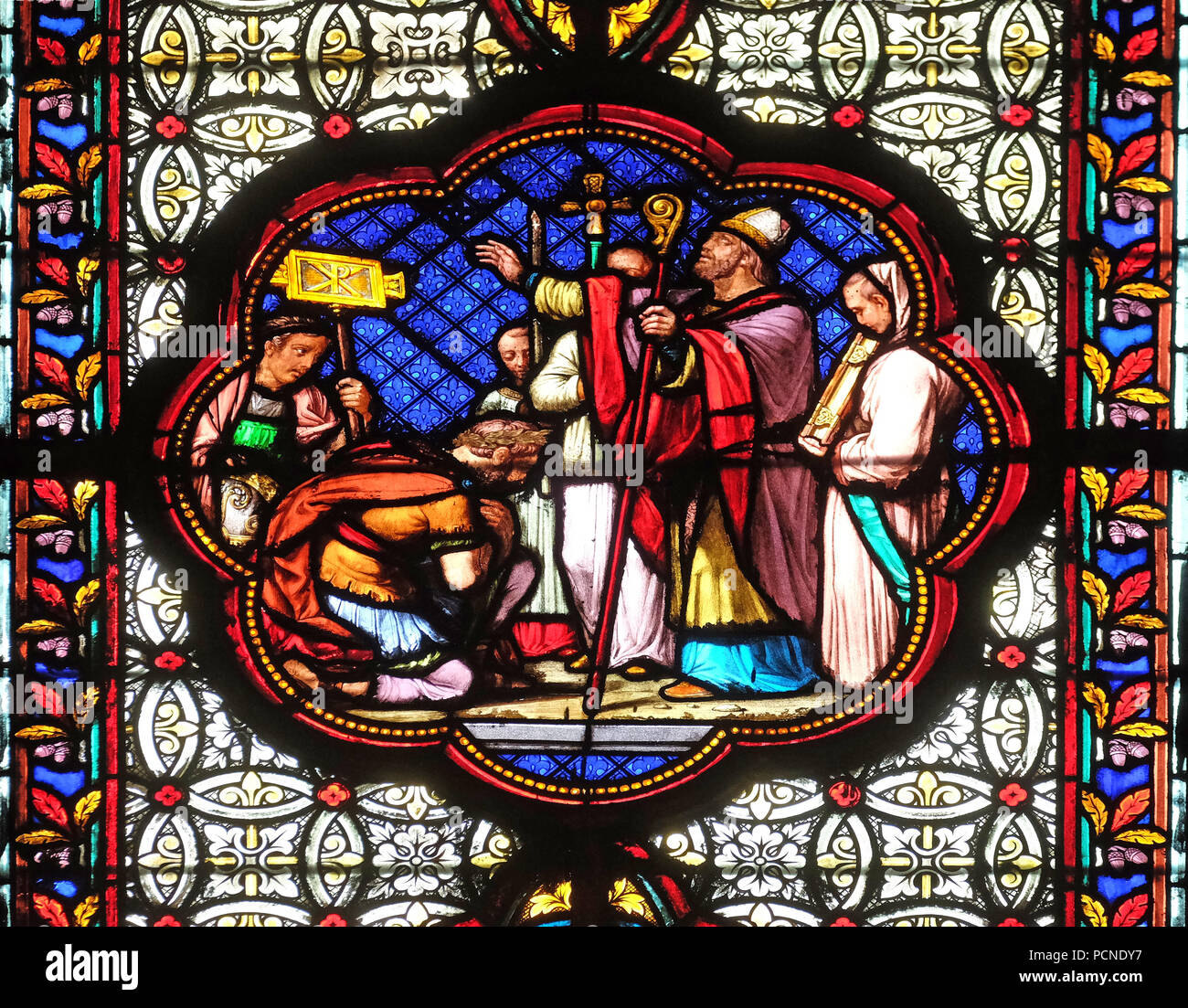 Baptism of Constantine after his victory over Maxentius, stained glass ...