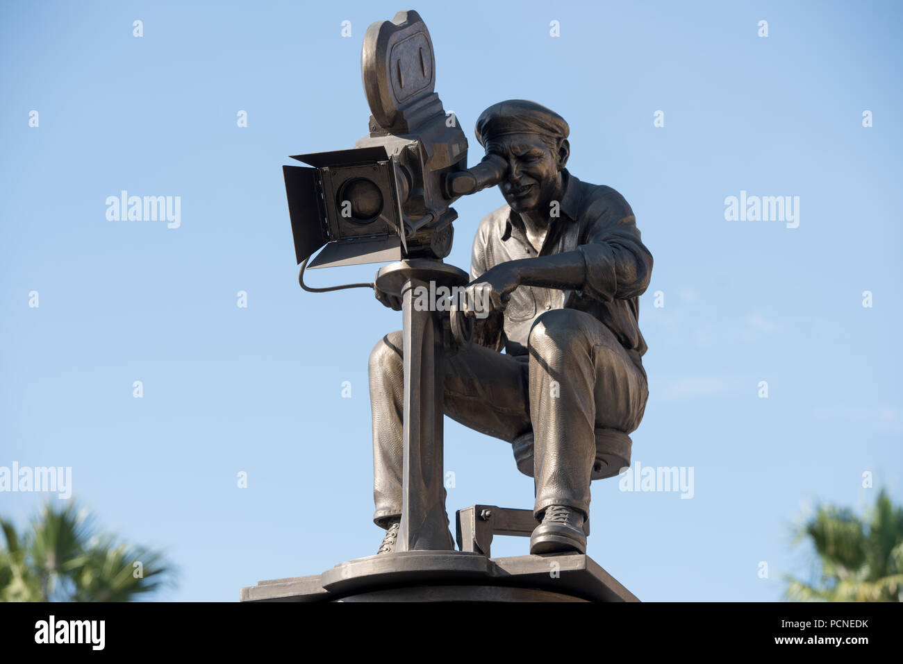 Los Angeles, California, USA -July 30, 2018: A filmmaker statue in the ...