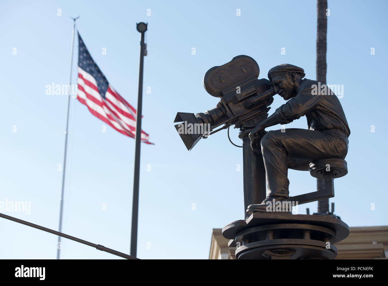 Los Angeles, California, USA -July 30, 2018: A filmmaker statue in the ...