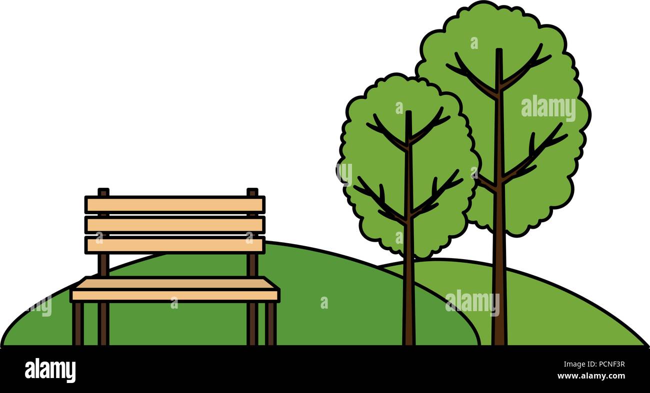 wooden chair in the park scene vector illustration design Stock Vector ...