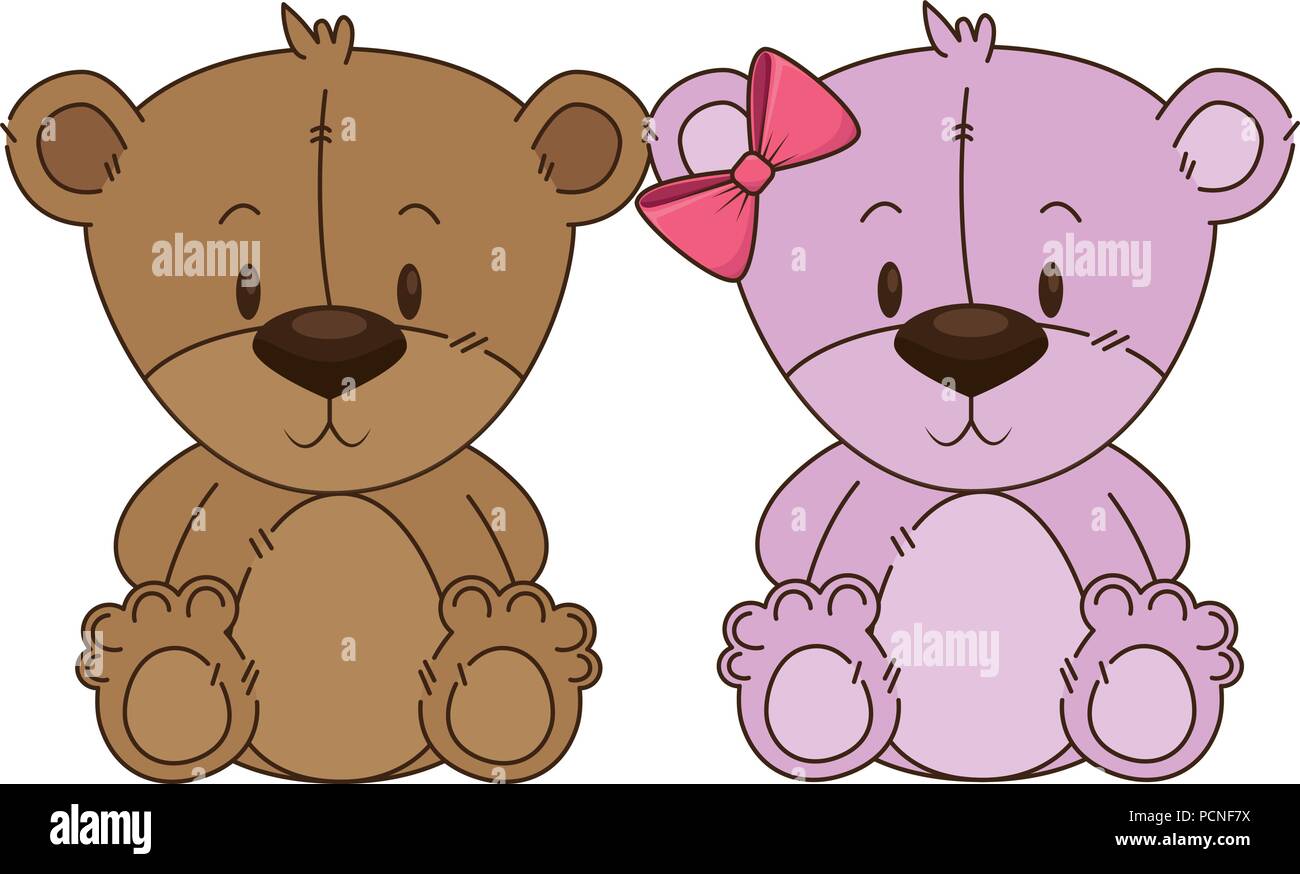 cute and adorable bears couple characters vector illustration design ...