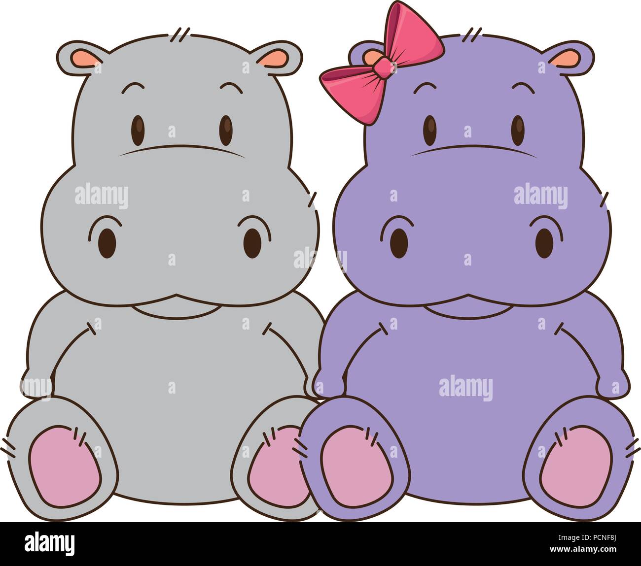 cute and adorable hippo couple characters vector illustration design ...