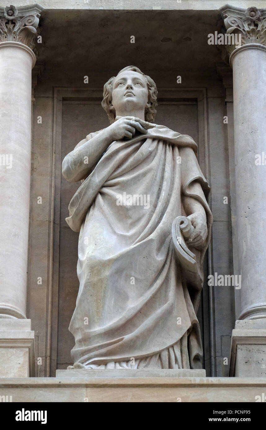 Daniel, statue on the facade of Saint Augustine church in Paris, France ...