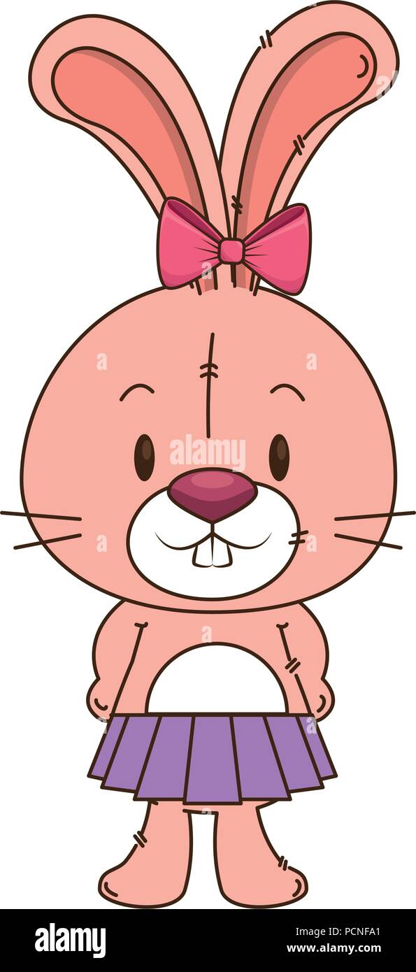 cute and adorable rabbit female character vector illustration design ...