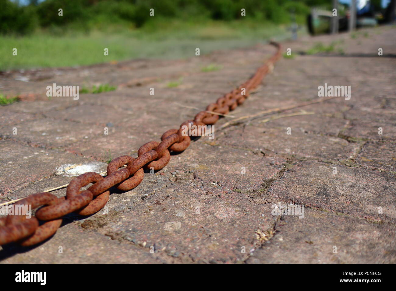 Old rusty chain in the port Stock Photo - Alamy