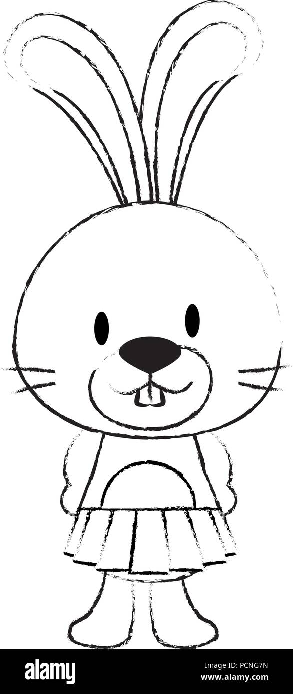 cute and adorable rabbit female character vector illustration design ...