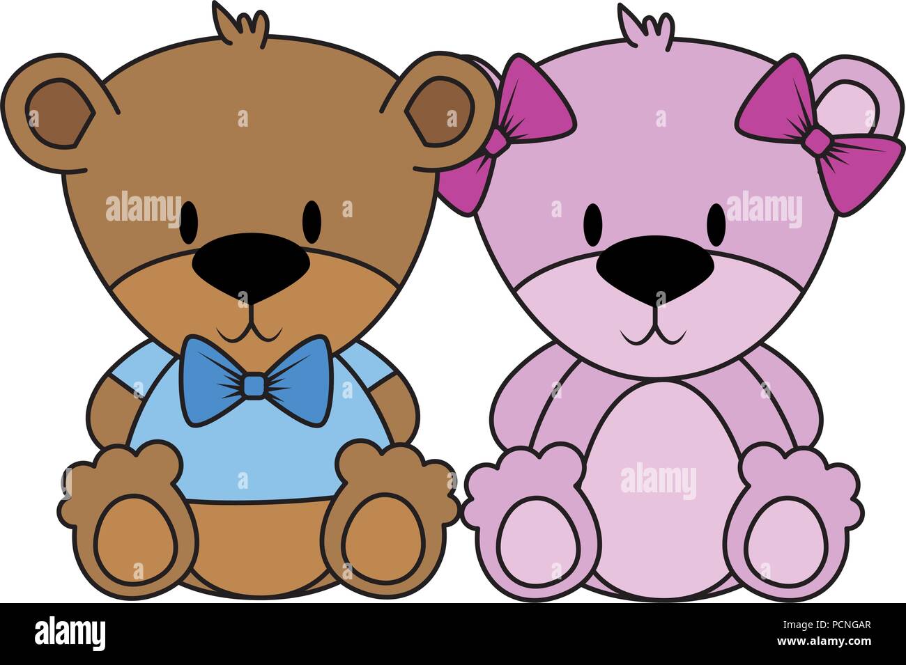 cute and adorable bears couple characters vector illustration design ...