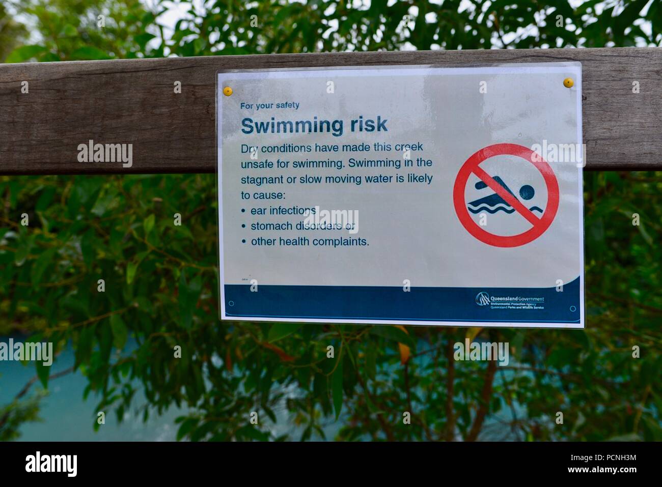 No swimming swimming risk sign, Cardwell Spa Pool, Cardwell, Queensland ...
