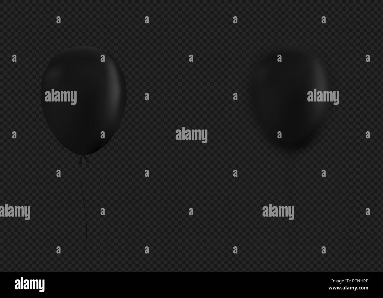 Blurred Black balloons isolated over black background. Vector ...