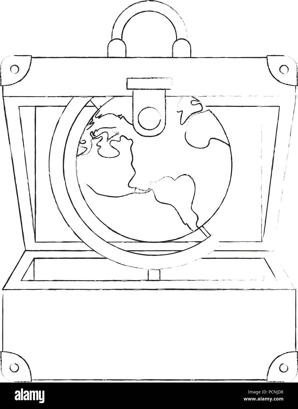 suitcase travel open with world planet Stock Vector Image & Art - Alamy