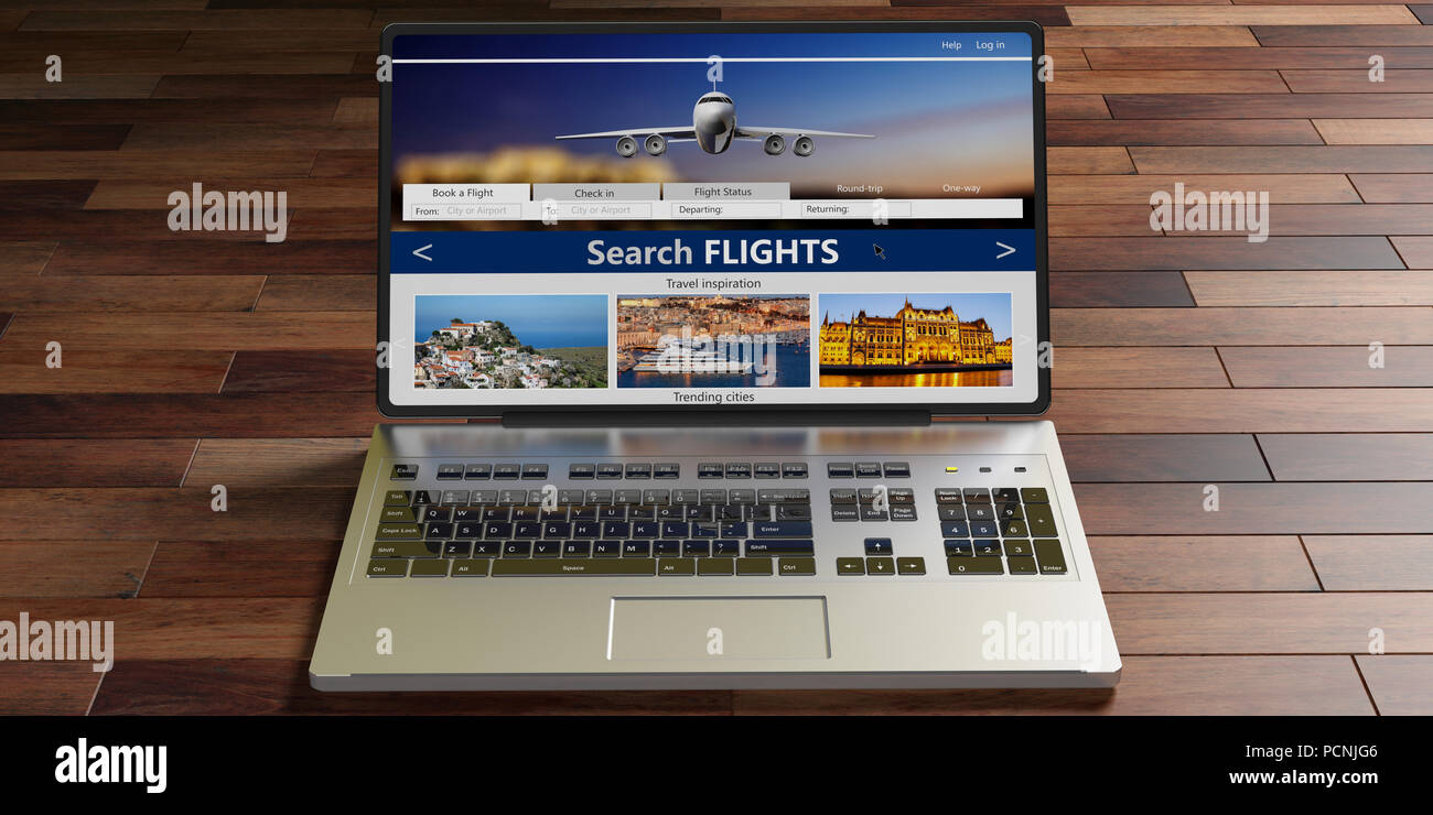 Flights online booking and reservation. Search flights on a computer ...