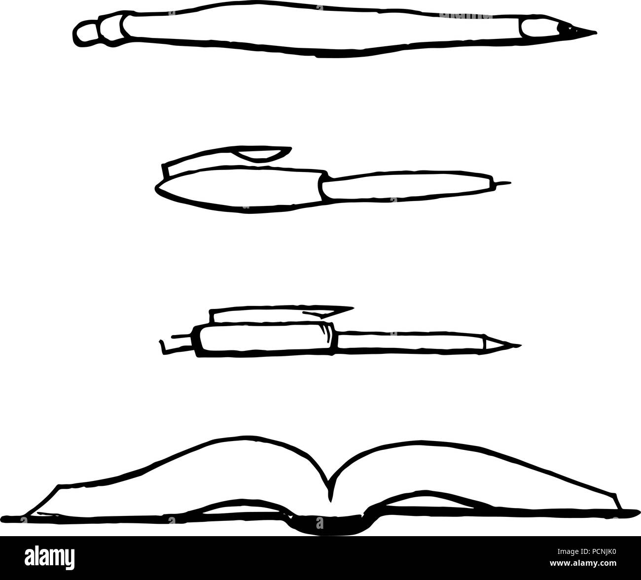 Drawing school items back Black and White Stock Photos & Images - Alamy