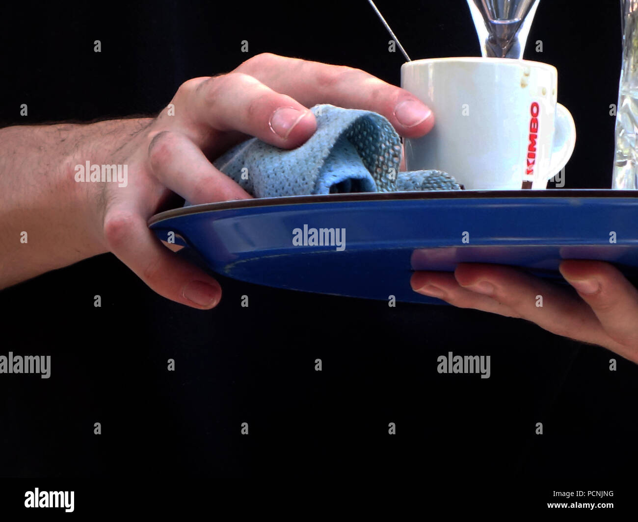 French waiter service to table in outside cafe in France Stock Photo ...