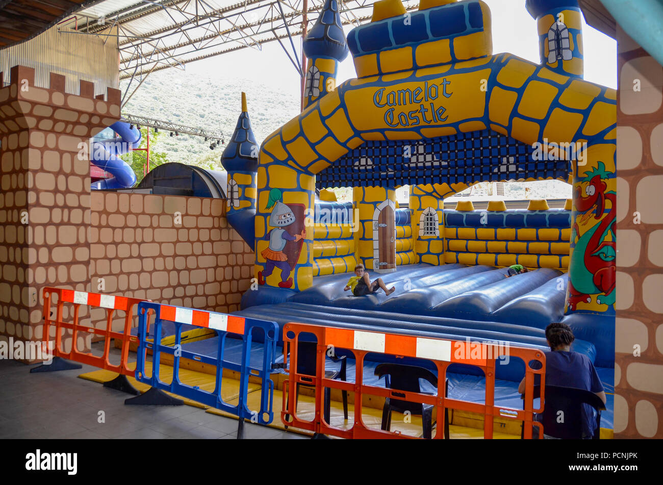 An inflatable jump house in a children's play are Stock Photo - Alamy