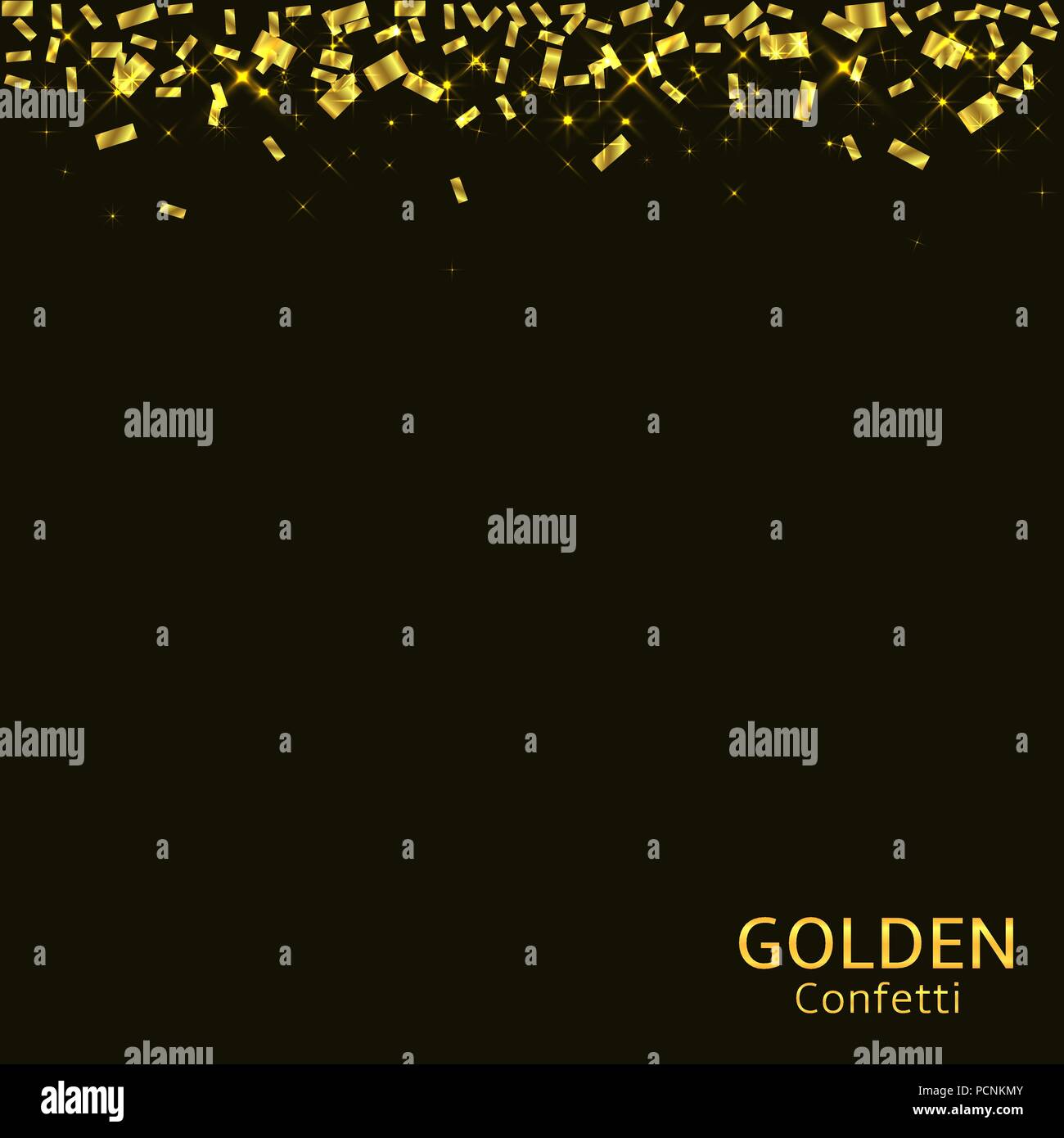 Golden confetti background, golden glitters stars. Festive holiday ...