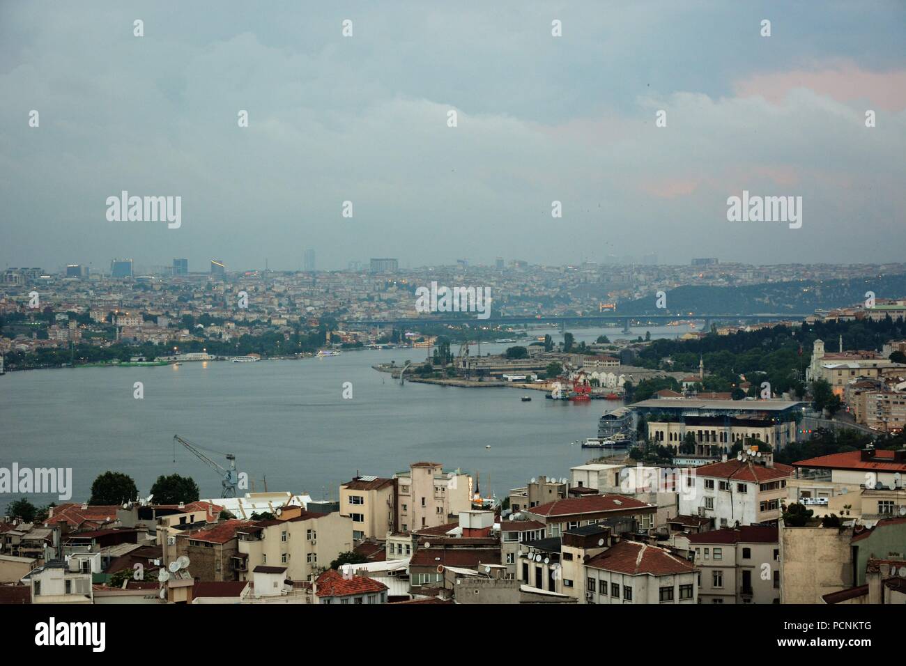 Golden Horn view from Galata Tower at dusk Stock Photo - Alamy